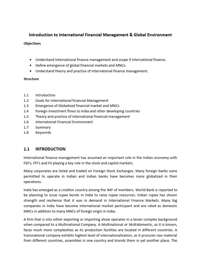IFM Unit 1 One Page-merged | PDF | Balance Of Payments | Balance Of Trade
