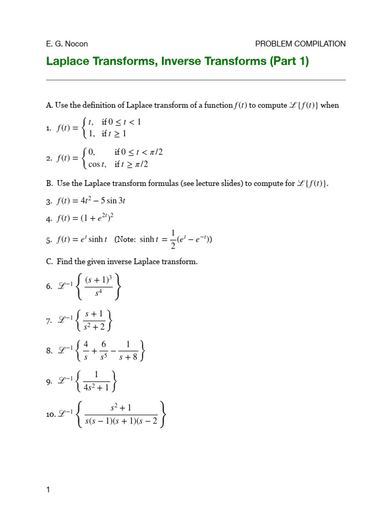 LE3 Practice | PDF | Laplace Transform | Differential Equations