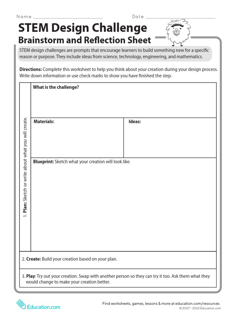 Stem Design Challenge Brainstorm and Reflection Sheet | PDF | Science ...