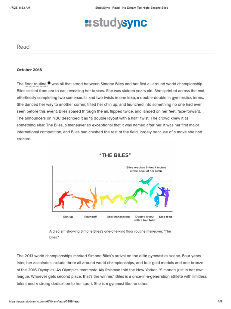 Read - No Dream Too High - Simone Biles | PDF | Simone Biles | Gymnastics
