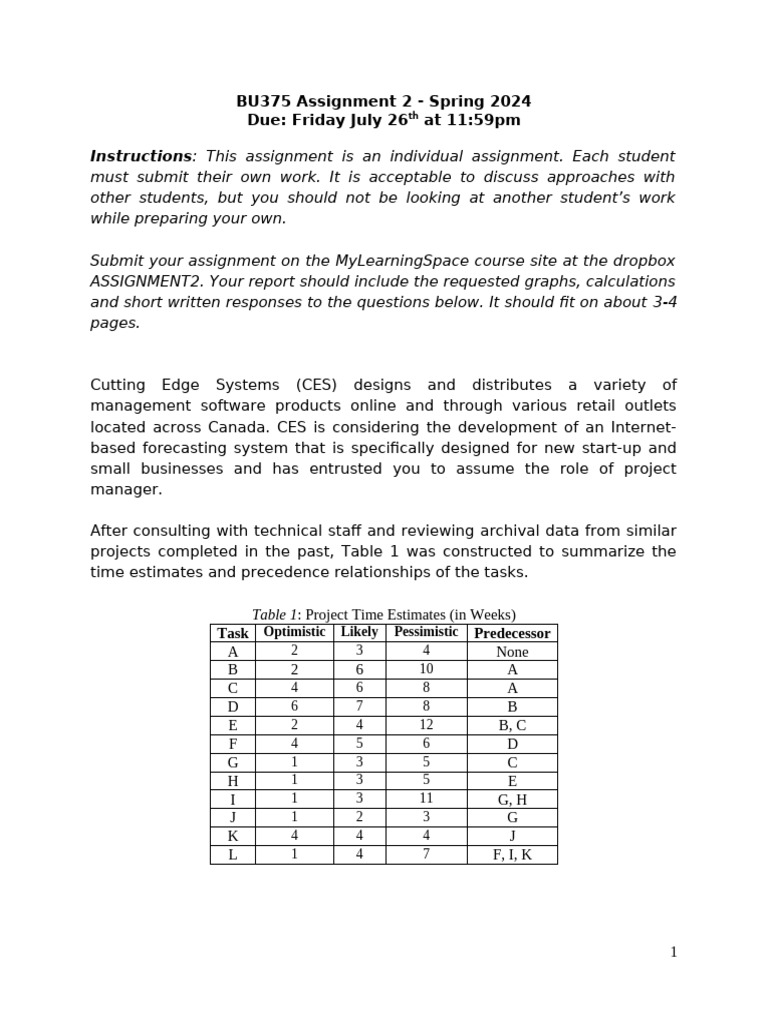 BU375 Assignment 2 2024spring | PDF | Variance | Standard Score