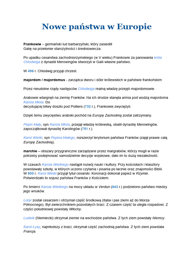 Nowe Państwa W Europie | PDF