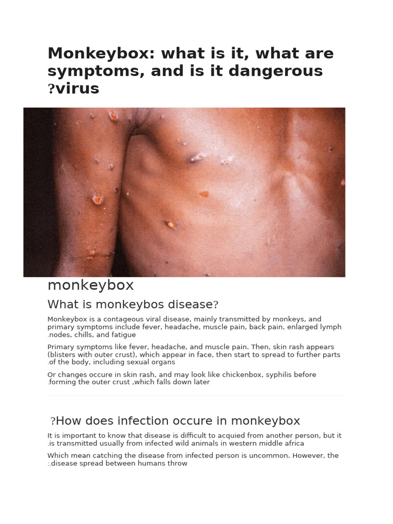 Monkeybox: Symptoms and Risks | PDF | Infection | Virus