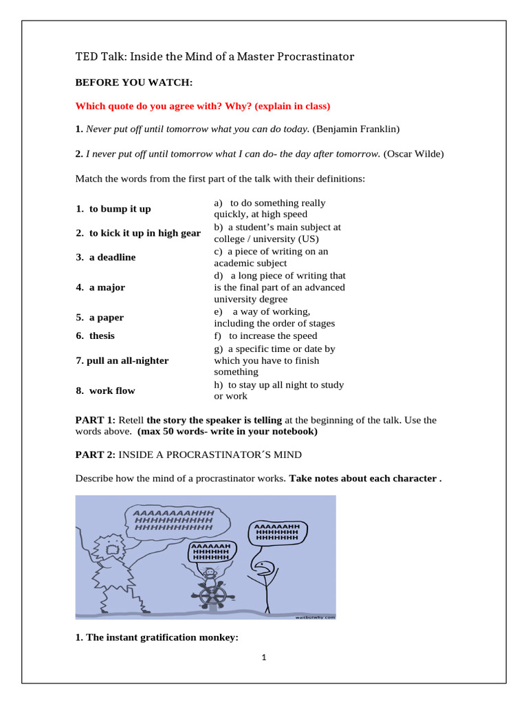 TED Talk - Procrastinaton - UPDATED COURSE 19-20 | PDF ...