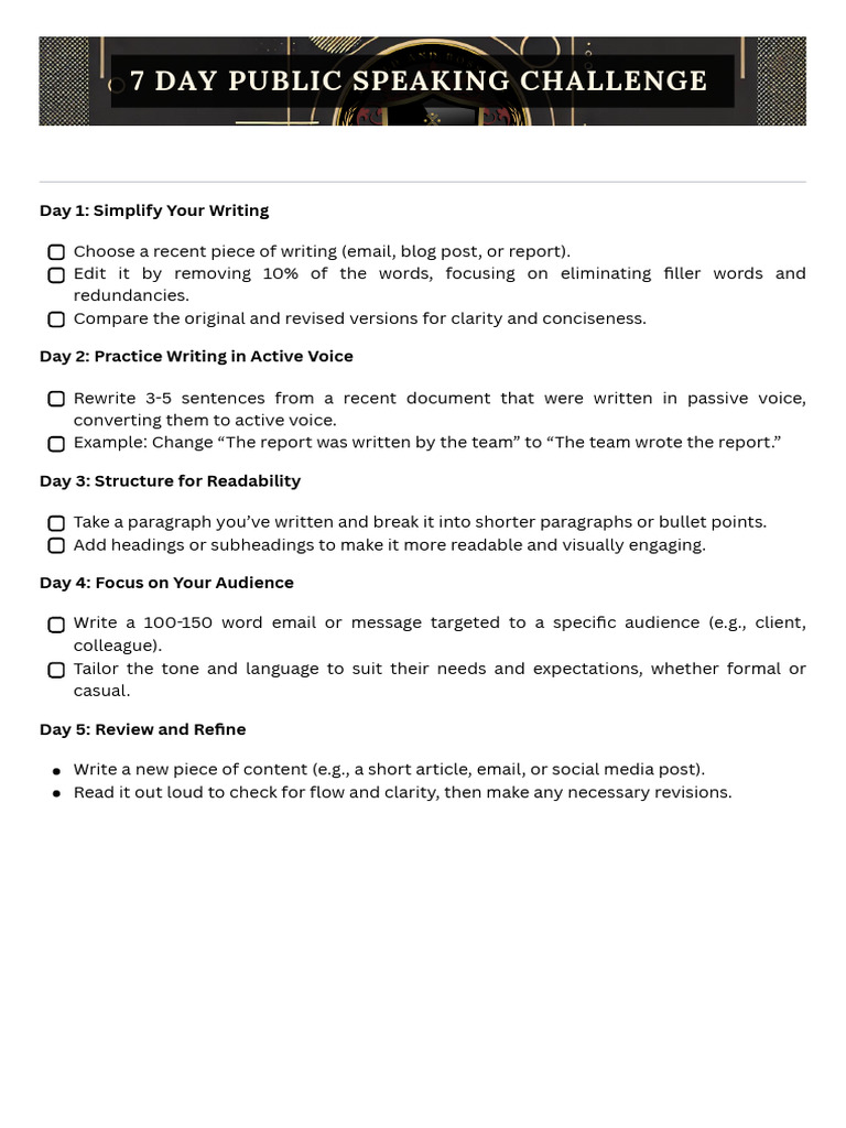5 Day Written Communication Challenge | PDF