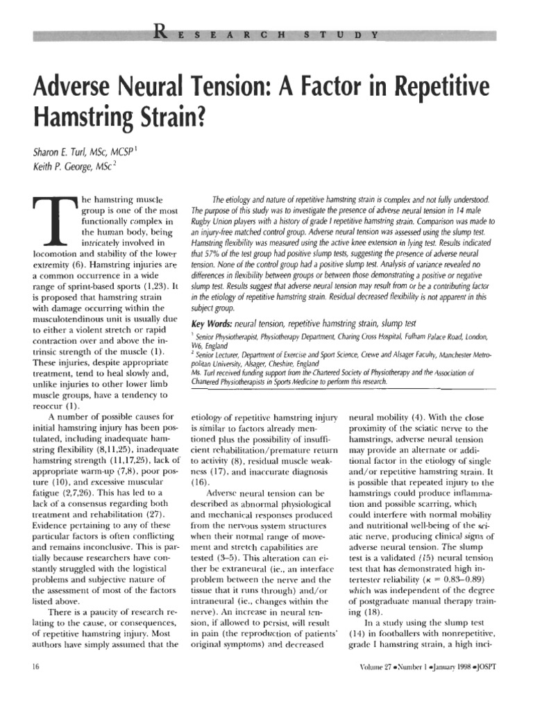 Turl George 1998 Adverse Neural Tension A Factor in Repetitive ...