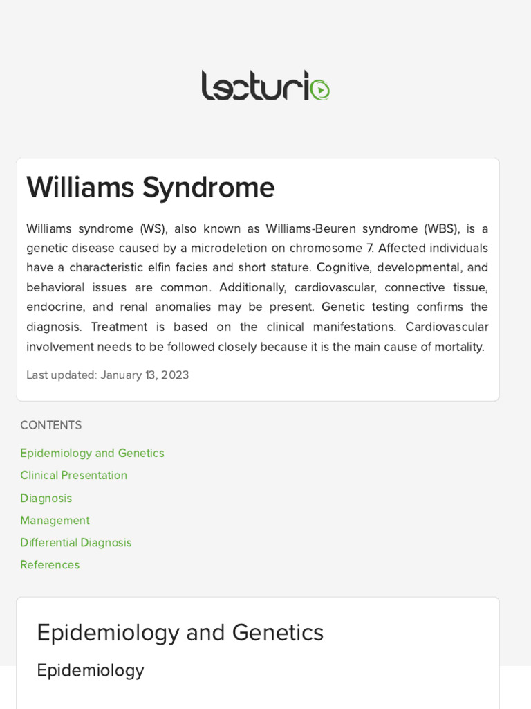 Williams syndrome | PDF | Cardiology | Hypothyroidism