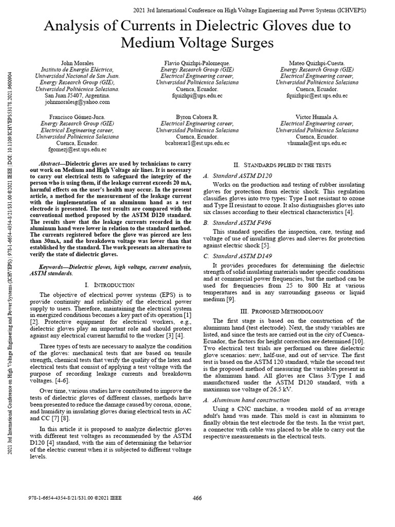 Dielectric Gloves Current Analysis Methods | PDF | Insulator ...