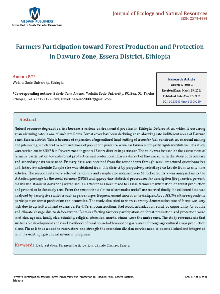 Farmers' Role in Forest Protection in Ethiopia | PDF | Forests ...