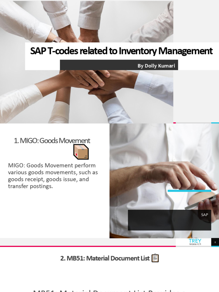 SAP Inventory Management T-Codes Guide | PDF | Inventory | Receipt