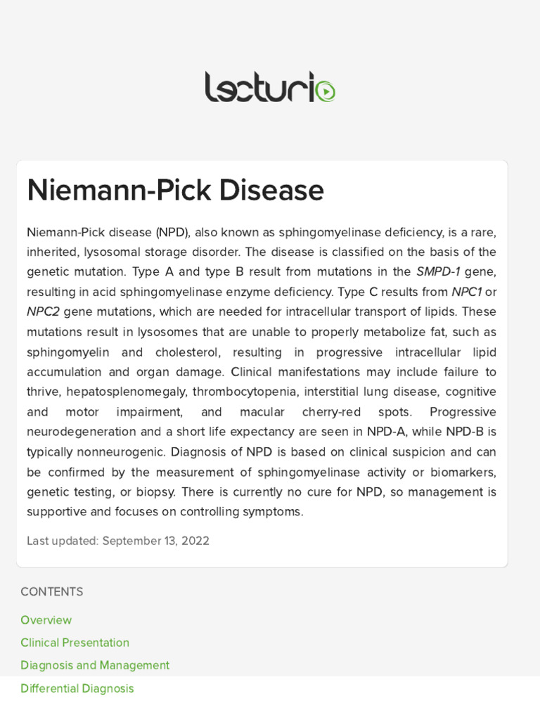 Nieman Pick Disease | PDF | Clinical Medicine | Human Diseases And ...