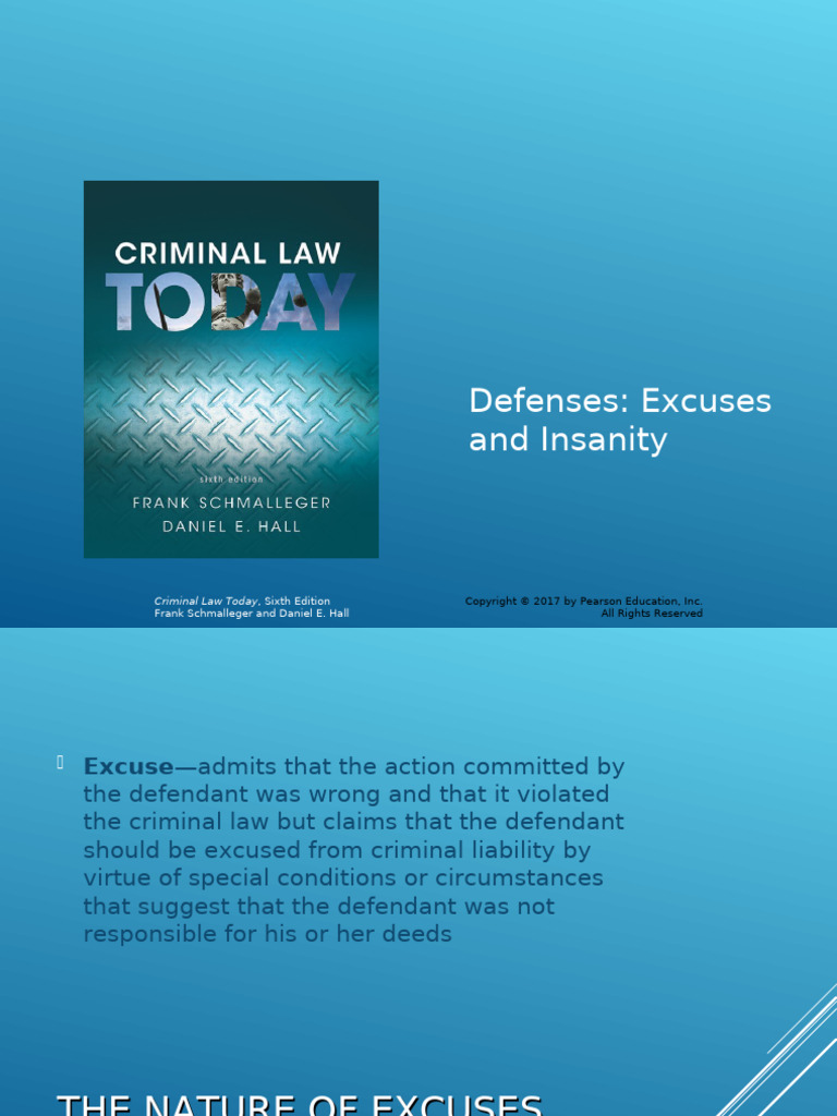Chapter 6 Defenses Excuses and Insanity | PDF | Insanity Defense ...