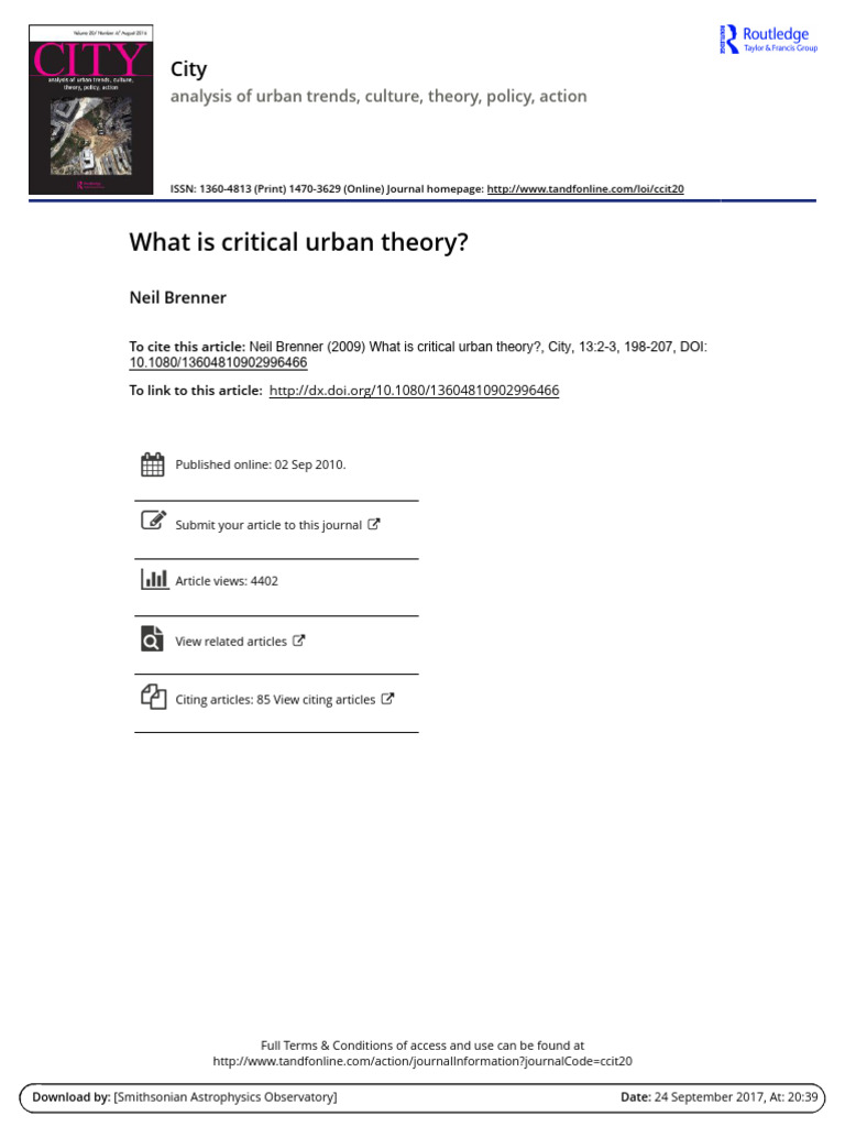 Totu_02_Neil Brenner_What is Critical Urban Theory | PDF | Critical ...