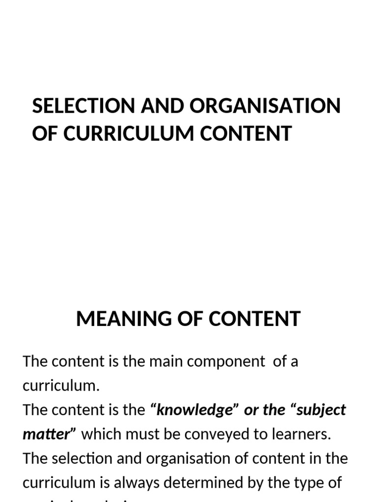Curriculum Content | PDF | Curriculum | Educational Assessment