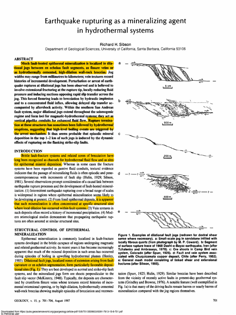 1987 - Sibson - Geology - Earthquake Rupturing As A Mineralizing Agent ...