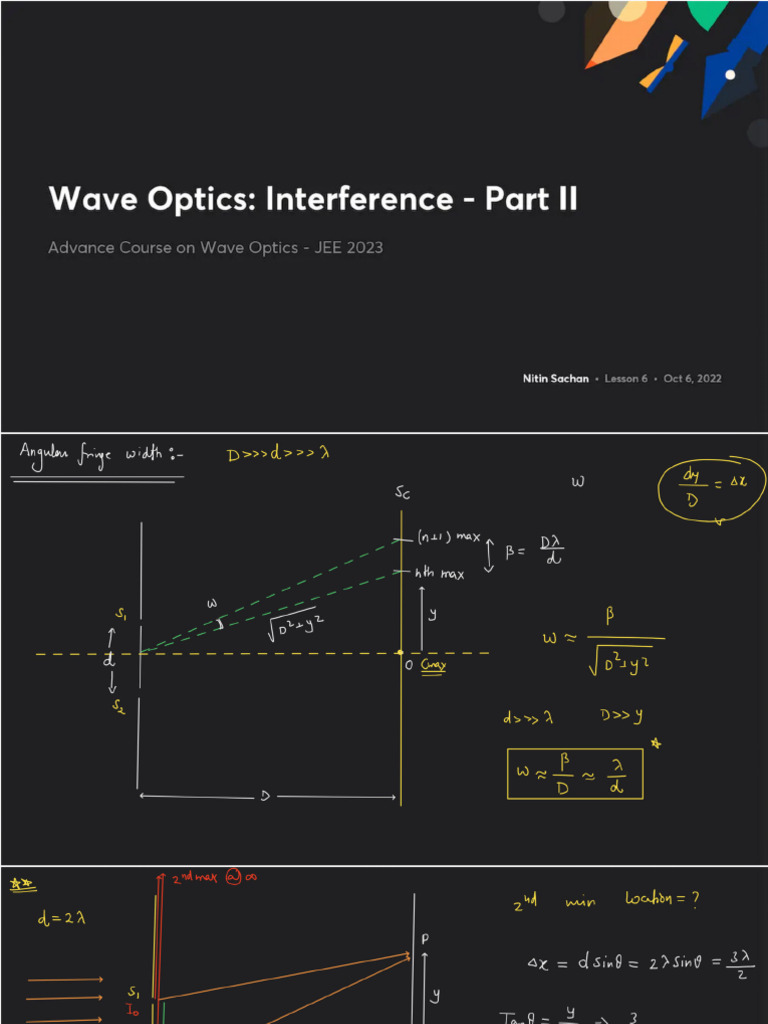 Wave Optics Interference Part II With Anno | PDF