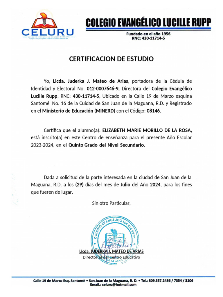 Certificacion Lucille Rupp | PDF