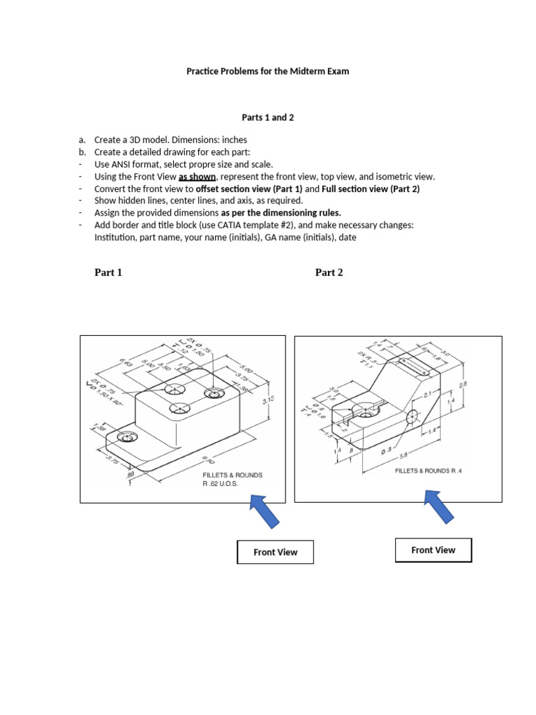 Midterm Exam - Practice Problems | PDF | Geometry