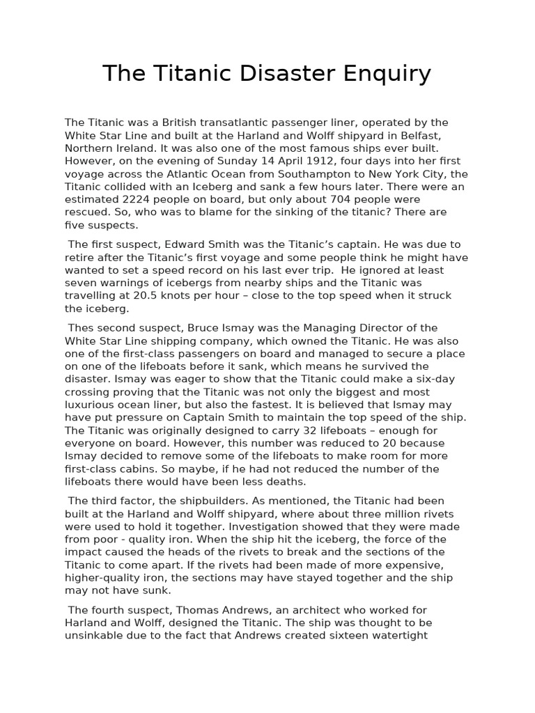 The Titanic | PDF | White Star Line | Ocean Liners