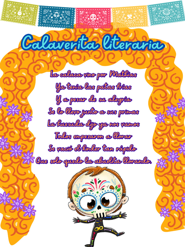 Documento A4 Calaverita Literaria Día de Muertos Ilustrado Rosa ...