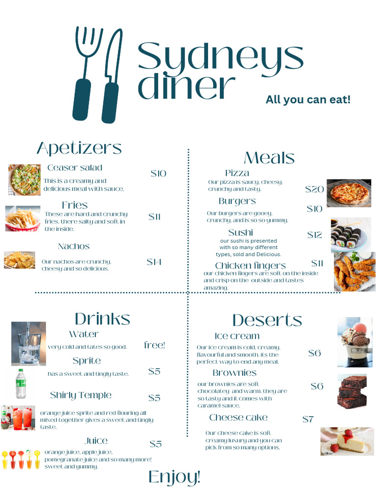 White Blue Food Menu Template | PDF | Cuisine | Foods