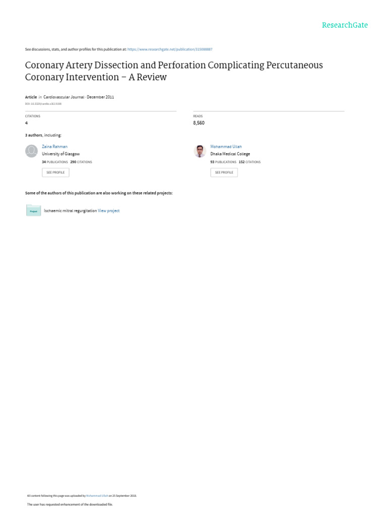 Coronary Artery Dissection and Perforation Complic | PDF | Percutaneous ...