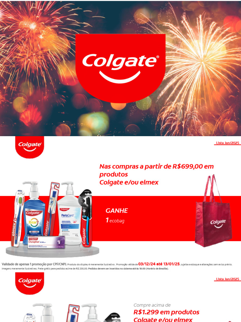 Promoções Colgate e Elmex 2024 | PDF | Boca | Higiene bucal