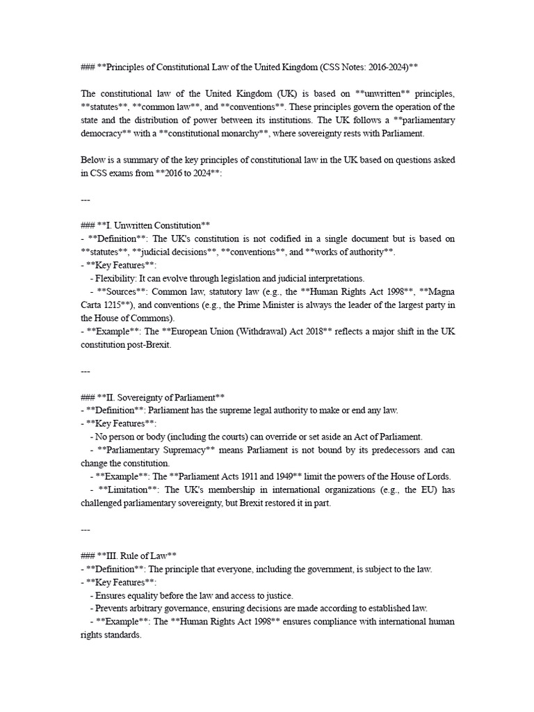 Principles of Constitutional Law of Countries | PDF | Separation Of ...