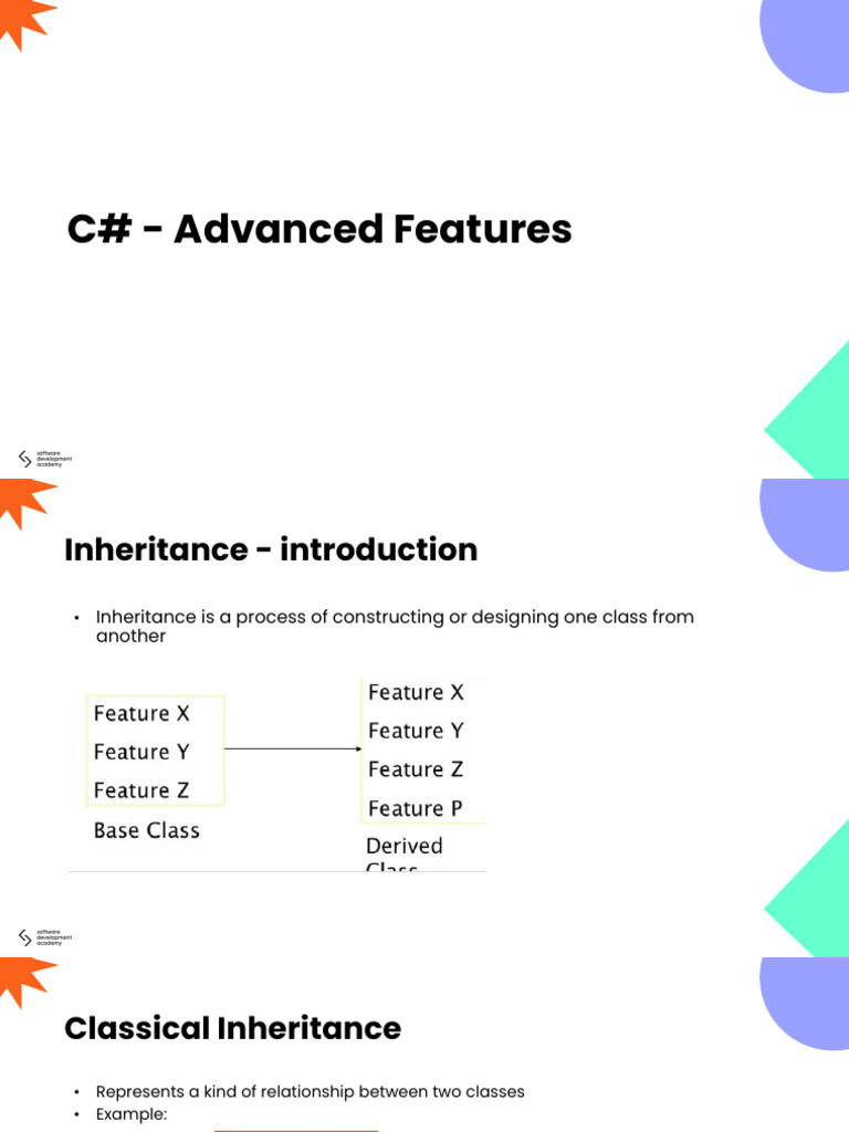 04cadvancedfeaturesnew Pdf Inheritance Object Oriented Programming Class Computer 6886