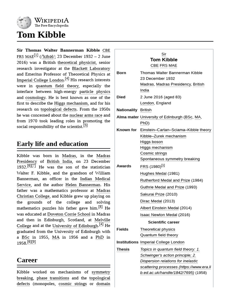 Tom Kibble | PDF | Physics | Quantum Field Theory