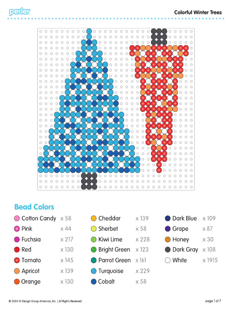 Perler Project Guide - Colorful Winter Trees | PDF