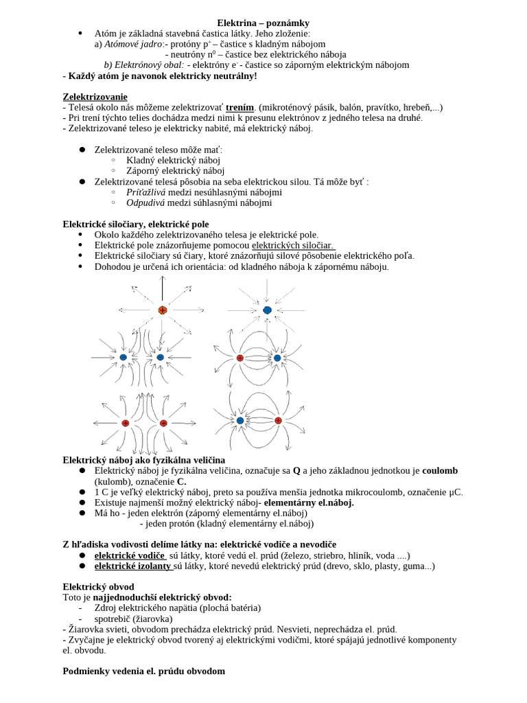 Elektrina 1 - Poznámky | PDF