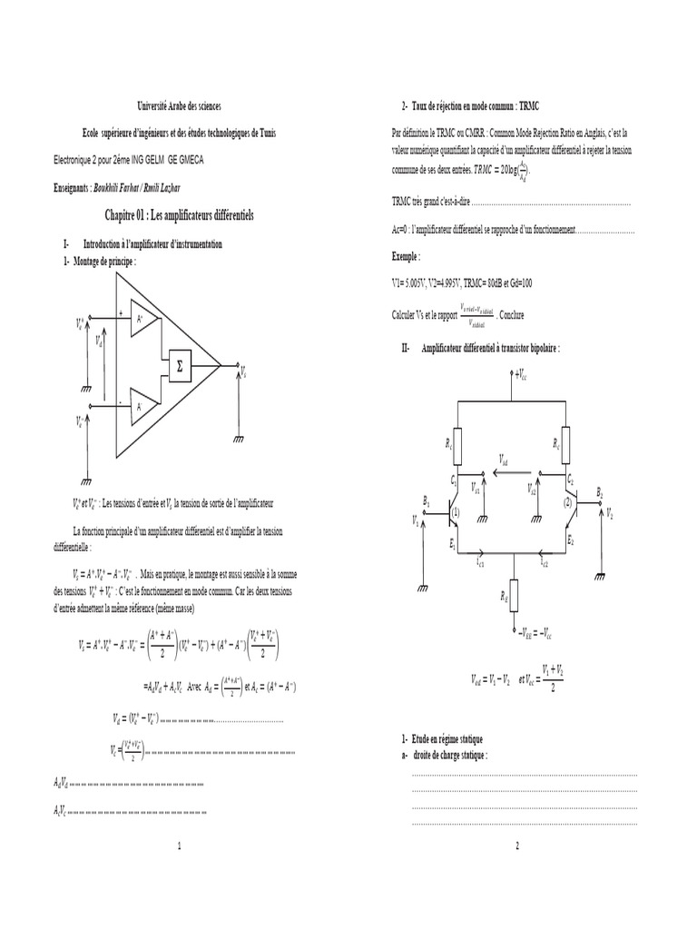 Chap1=Amplificateur différence | PDF