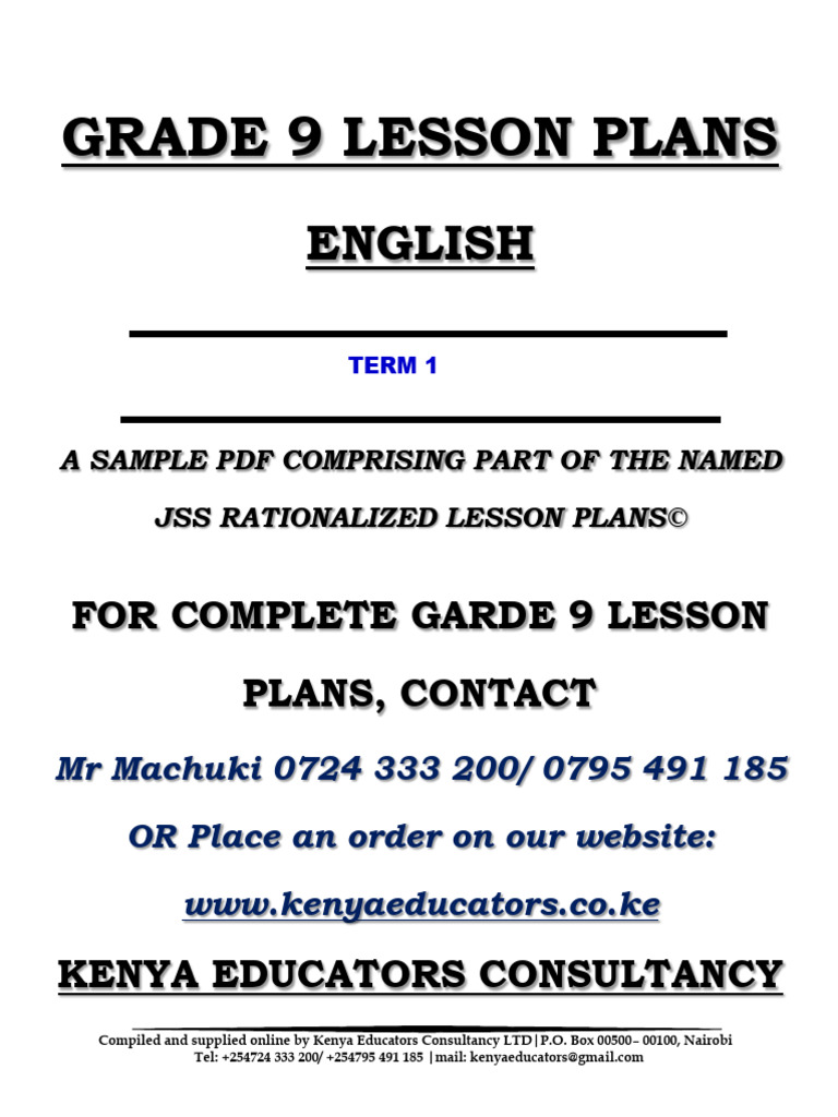 Eng Grade 9 t1 Lesson Plans | PDF | Lesson Plan | Communication