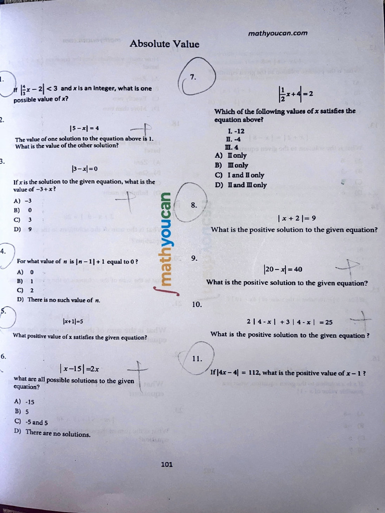 Absolute Value, Exponents | PDF
