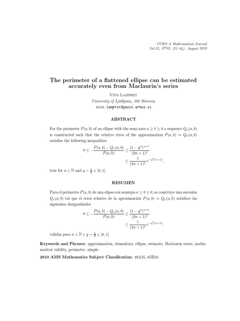 محيط القطع الناقص | PDF | Ellipse | Mathematical Objects