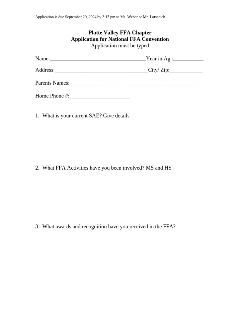 National FFA Application 2024 | PDF