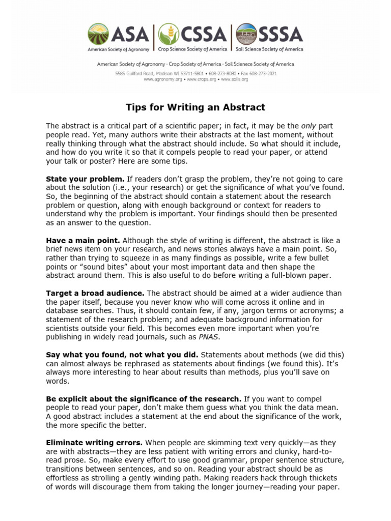 Tips For Writing Abstracts Annual Mtgs | PDF | Abstract (Summary ...