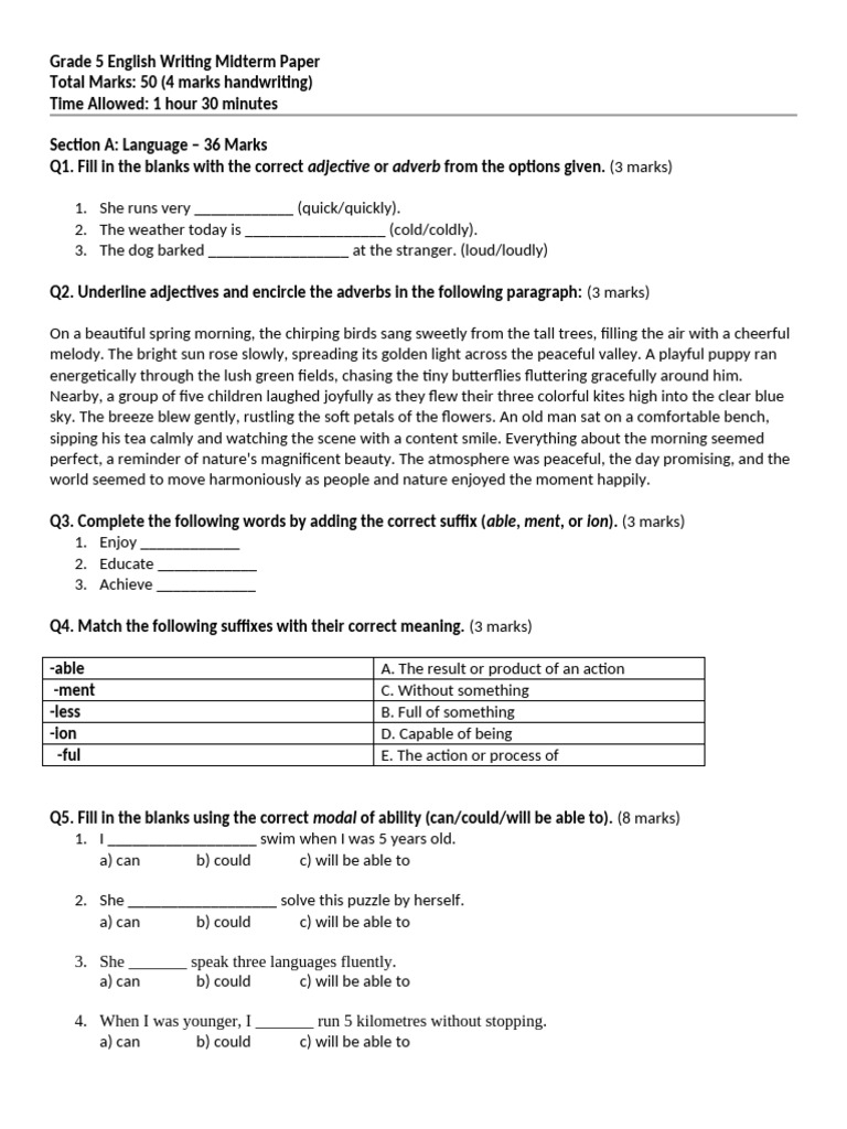 English Writing Paper | PDF | Linguistics | Grammar