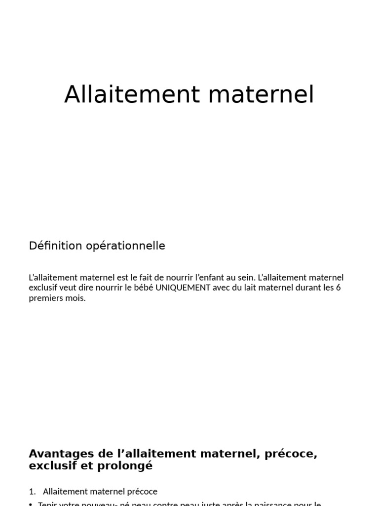 Allaitement maternel | PDF | Allaitement | Nourrisson