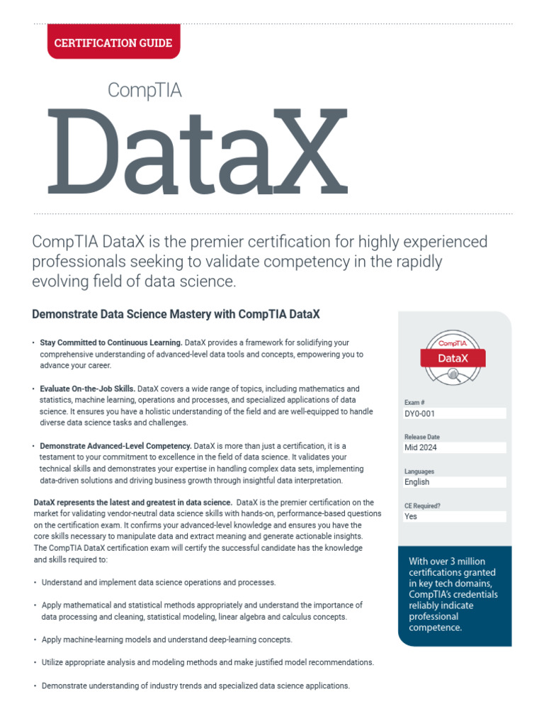 CompTIA DataX Certification Overview | PDF | Data Science | Machine ...