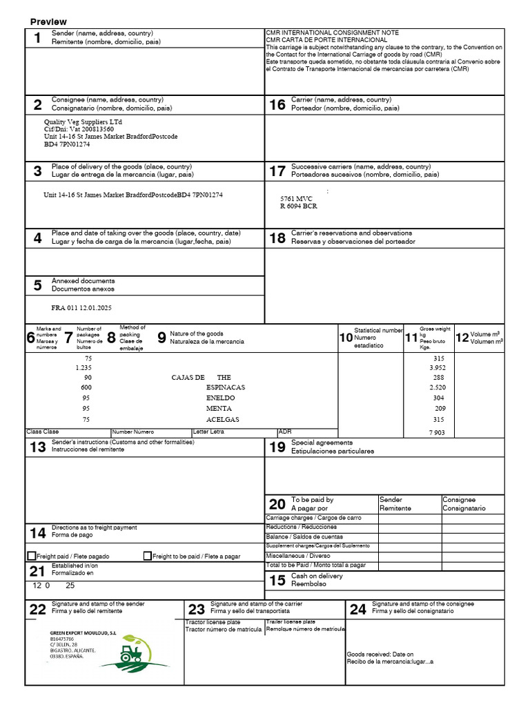 Fra 011 12012025 Quality Veg Suppliers LTD CMR | PDF