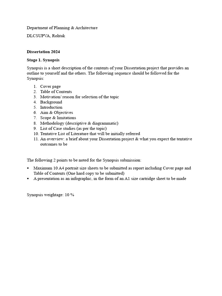 Dissertation Synopsis 2024 | PDF