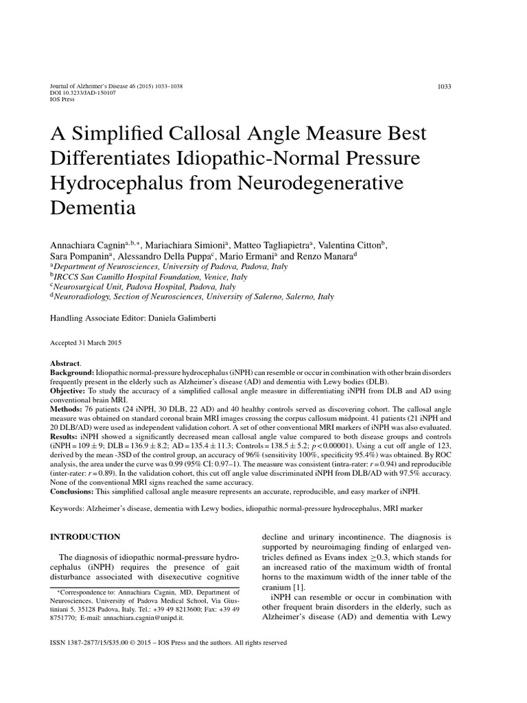 Simplified Callosal Angle for iNPH | PDF | Magnetic Resonance Imaging ...
