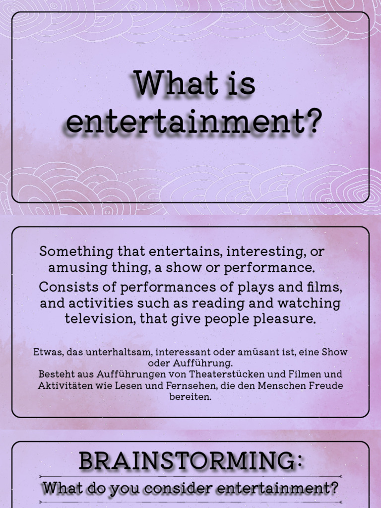 Entertainment Presentation For An English Class (German Version) | PDF