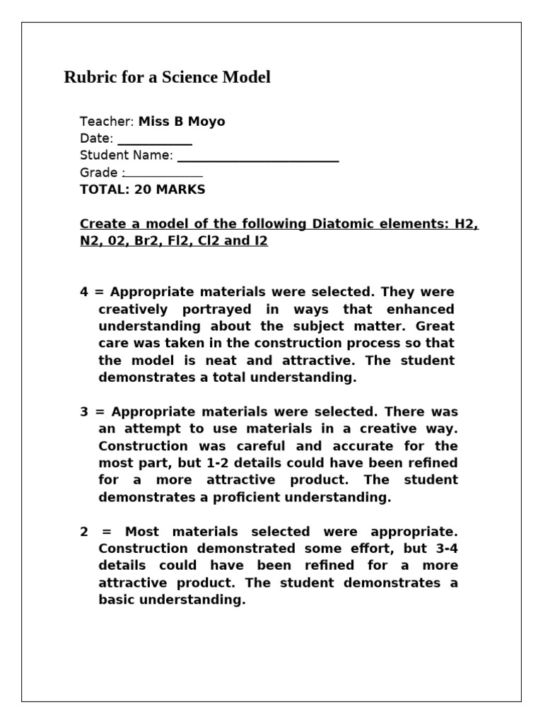 Science Project Model Rubric | PDF