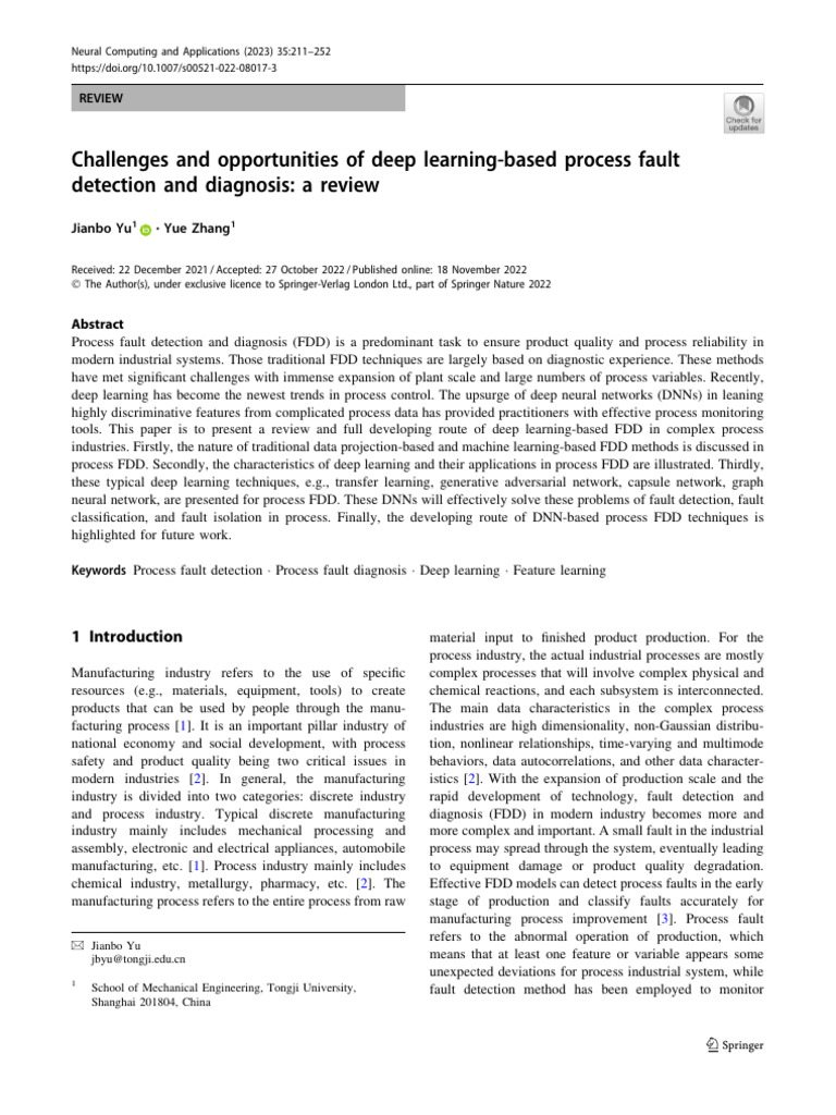 Challenges and Opportunities of Deep Learning-Based Process Fault Detection and Diagnosis: A ...