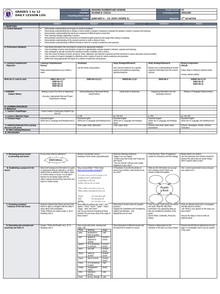 Q3 WEEK 5 ENGLISH | PDF | English Language | Linguistics
