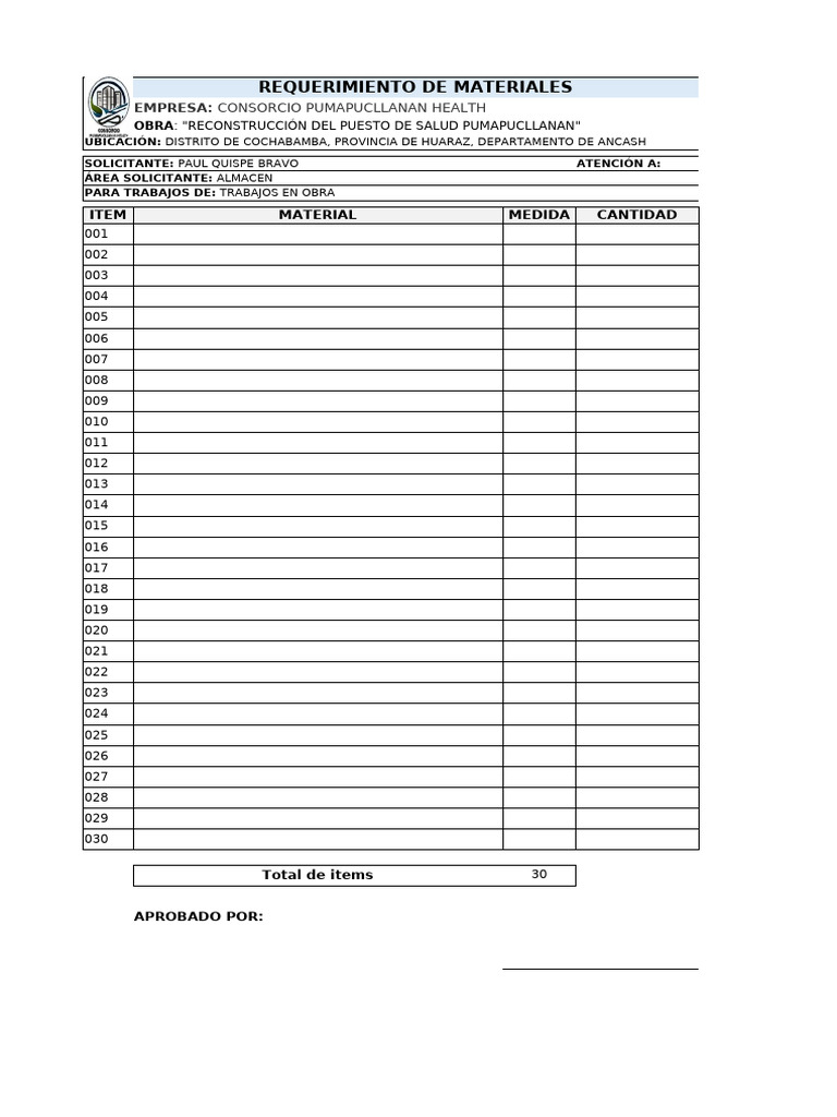 Formato de Requerimiento | PDF