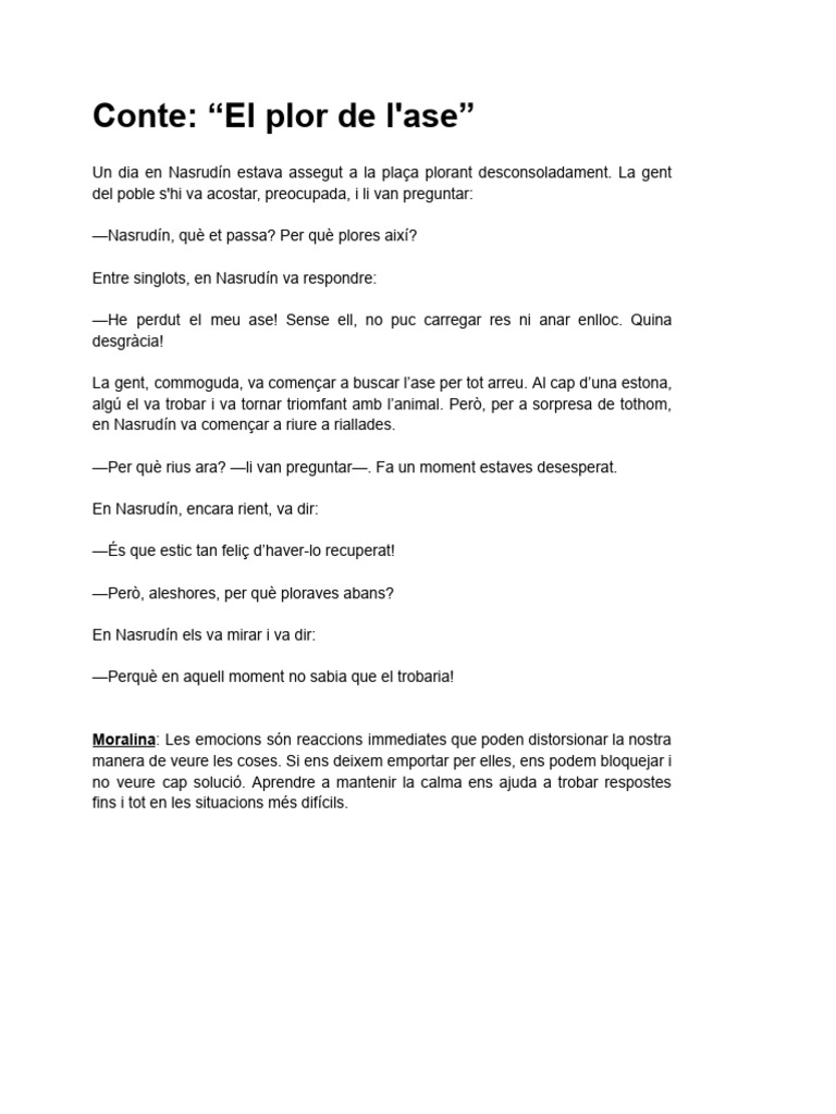 Contes Nasrudín - Emocions vs. Sentiments | PDF